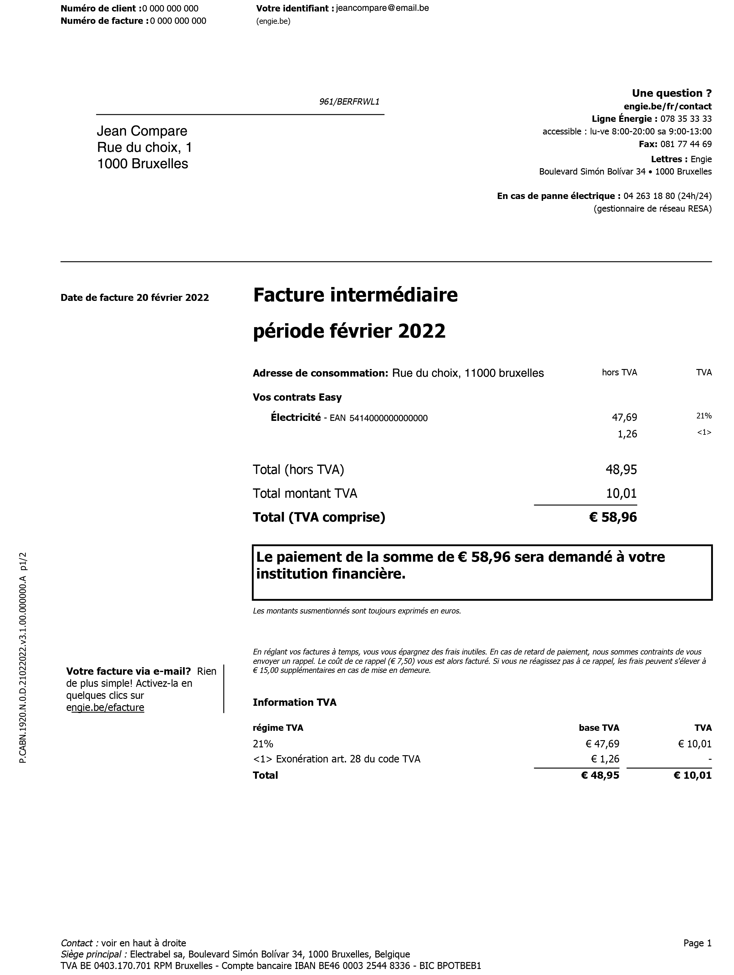Comprendre sa facture Engie | Comparateur-Energie.be