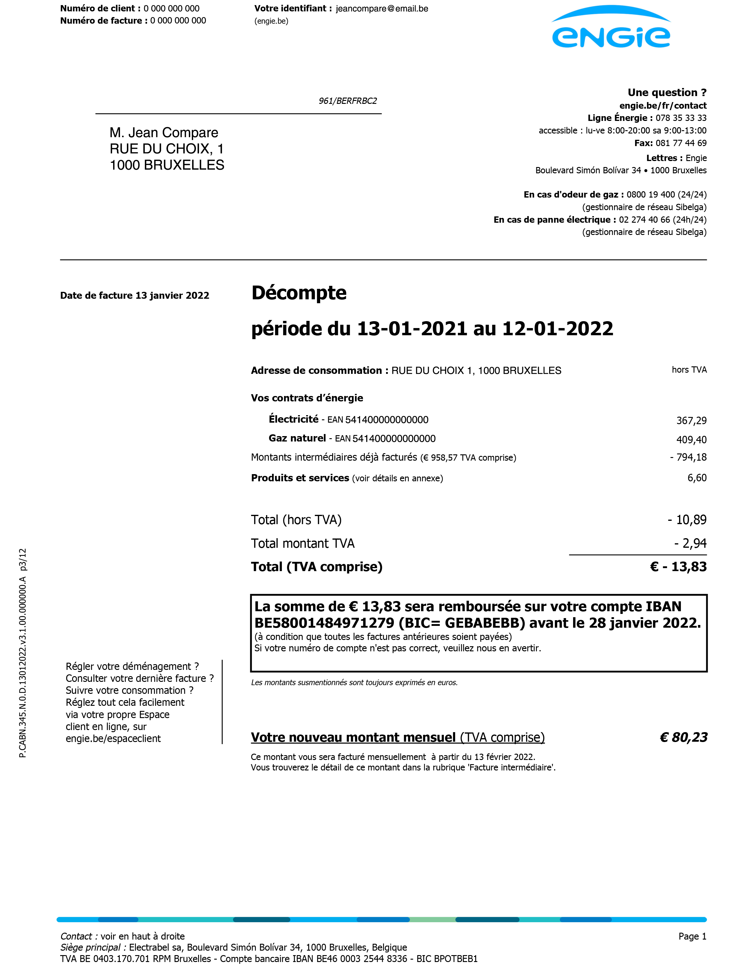 Comprendre sa facture Engie | Comparateur-Energie.be